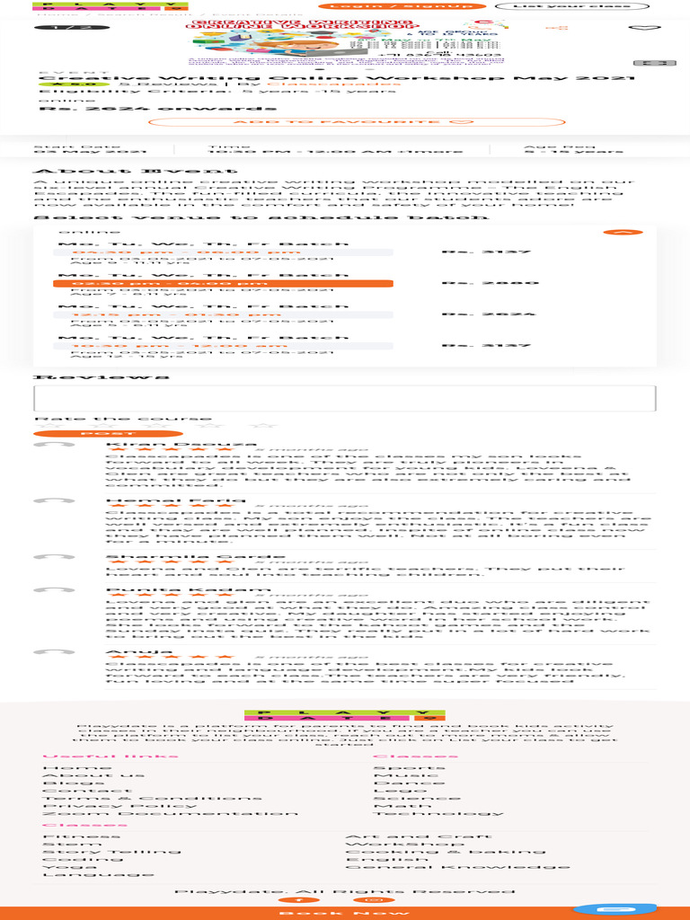 Creative Writing Online Workshop May 2021 | PDF