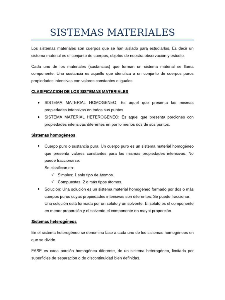 Clasificación de Sistemas Materiales | PDF | Coloide | Mezcla