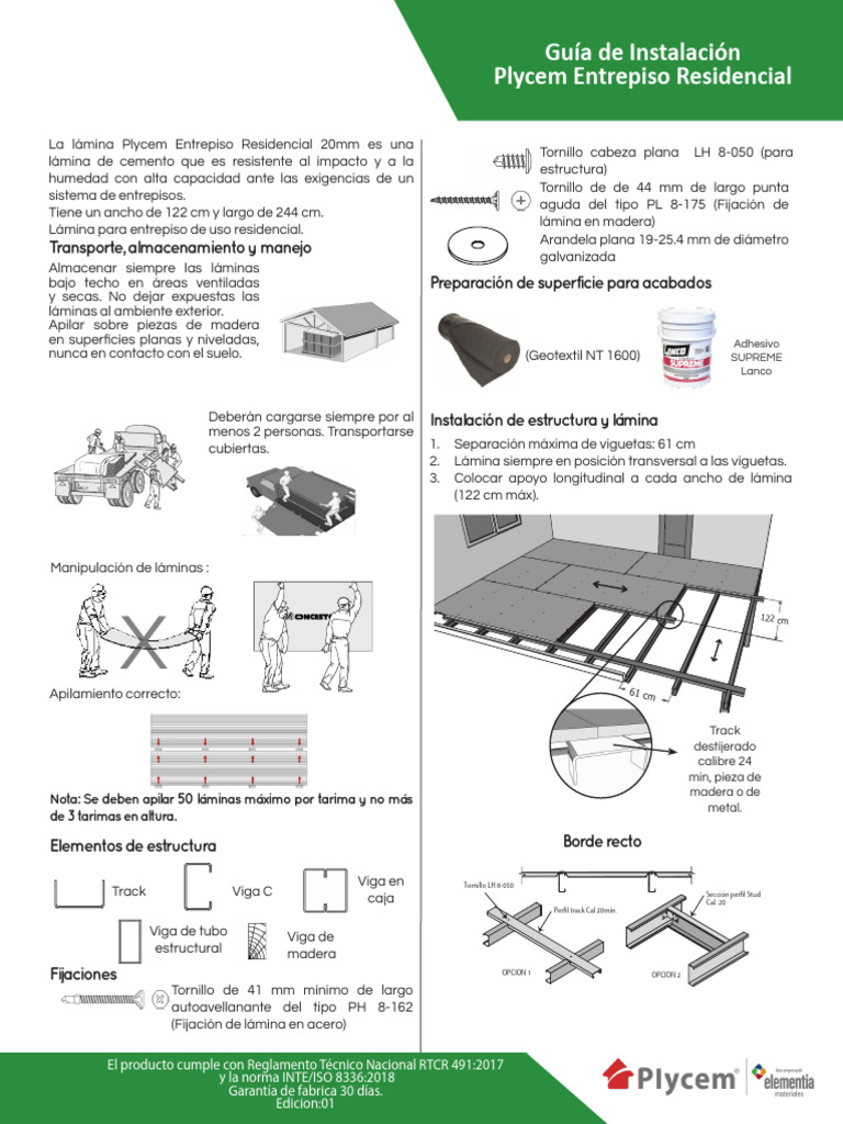 Manual de Instalacion de Plycem Entrepiso Residencial | PDF | Tornillo ...