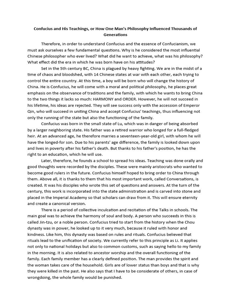 Confucius: Philosophy and Influence | PDF | Confucius | Confucianism