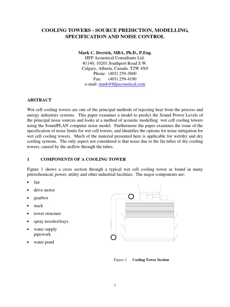 Cooling Towers - Source Prediction, Modelling, Specification and Noise ...