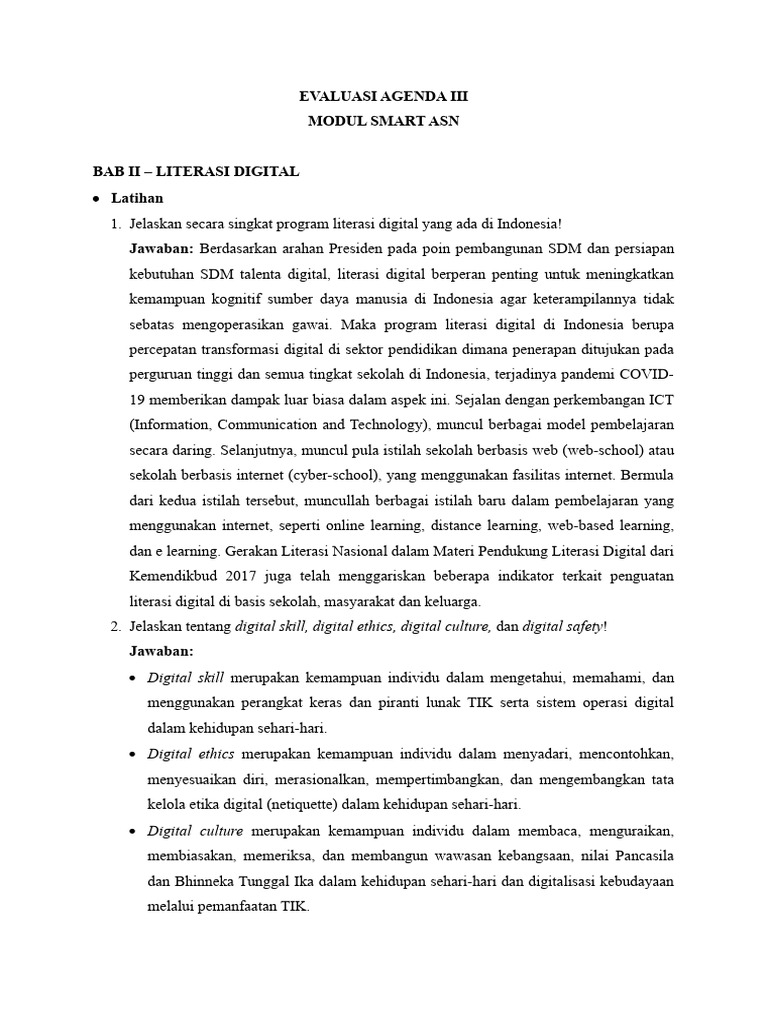 Evaluasi Agenda III - Modul Smart Asn | PDF