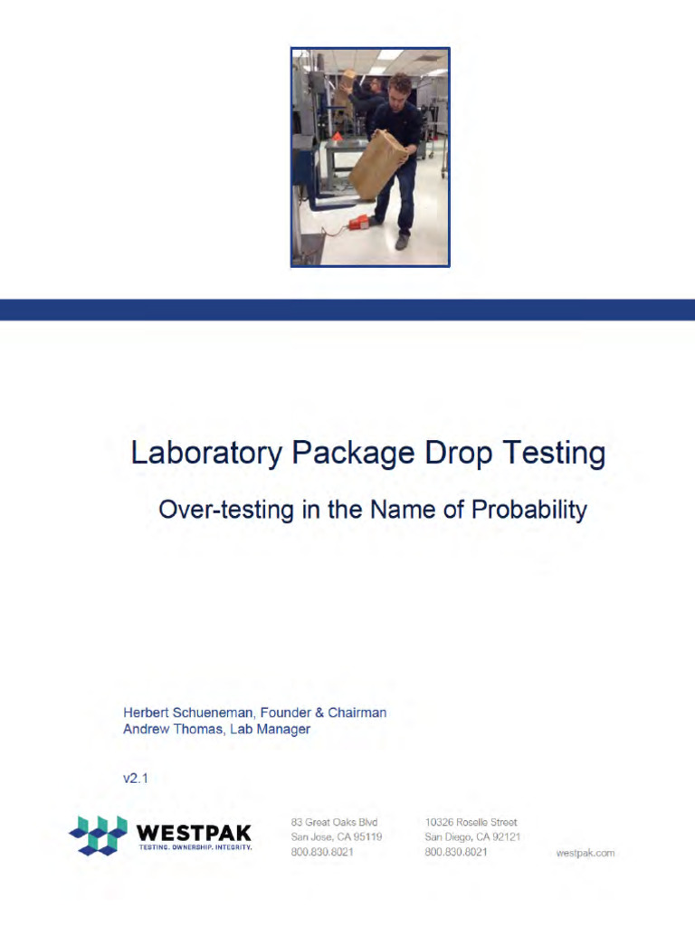 WESTPAK Laboratory Package Drop Testing v2.1-1 | PDF | Data ...