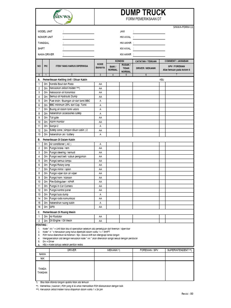 Sinwa-Form-011-P2h Dump Truck | PDF