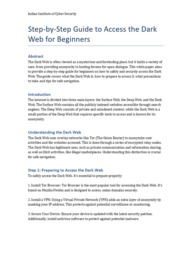 Beginner's Guide to Dark Web Access | PDF | World Wide Web | Internet & Web