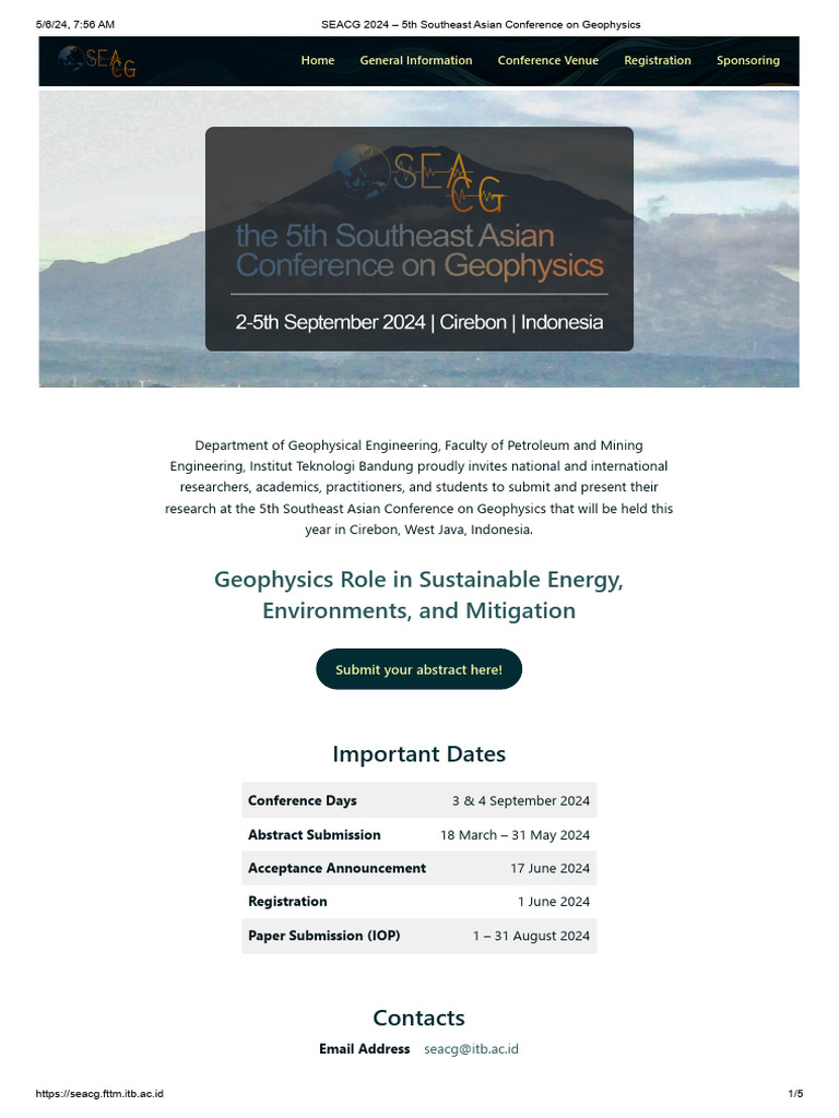 SEACG 2024 - 5th Southeast Asian Conference On Geophysics | PDF