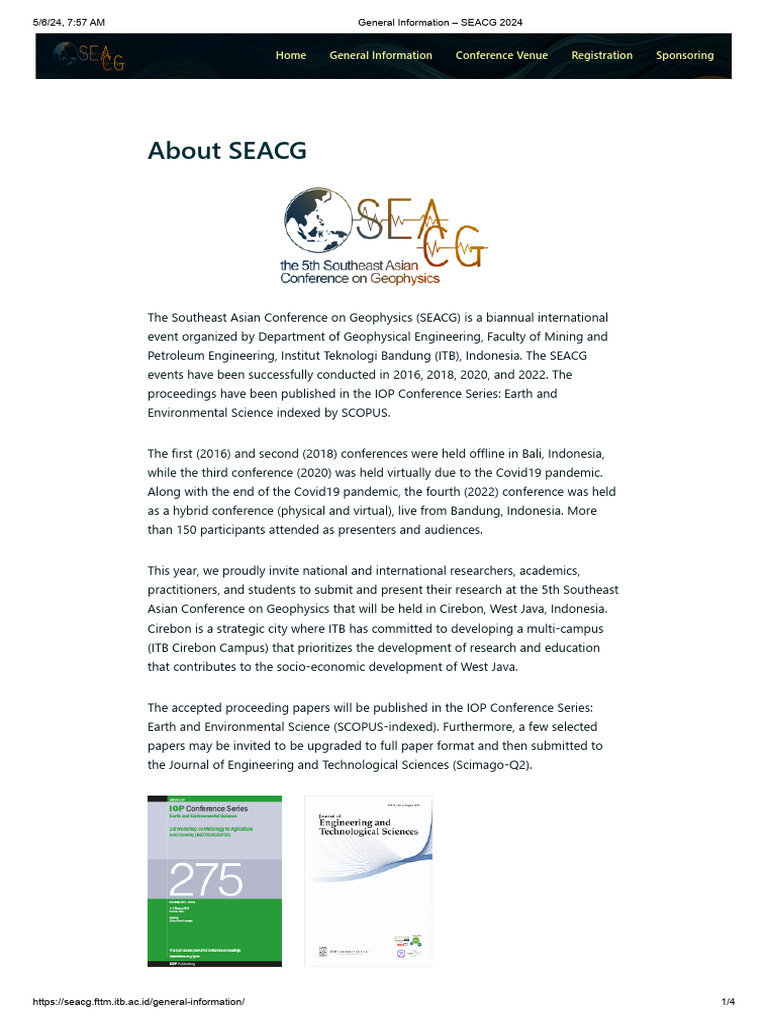 SEACG 2024: Call for Papers | PDF | Engineering | Earth Sciences