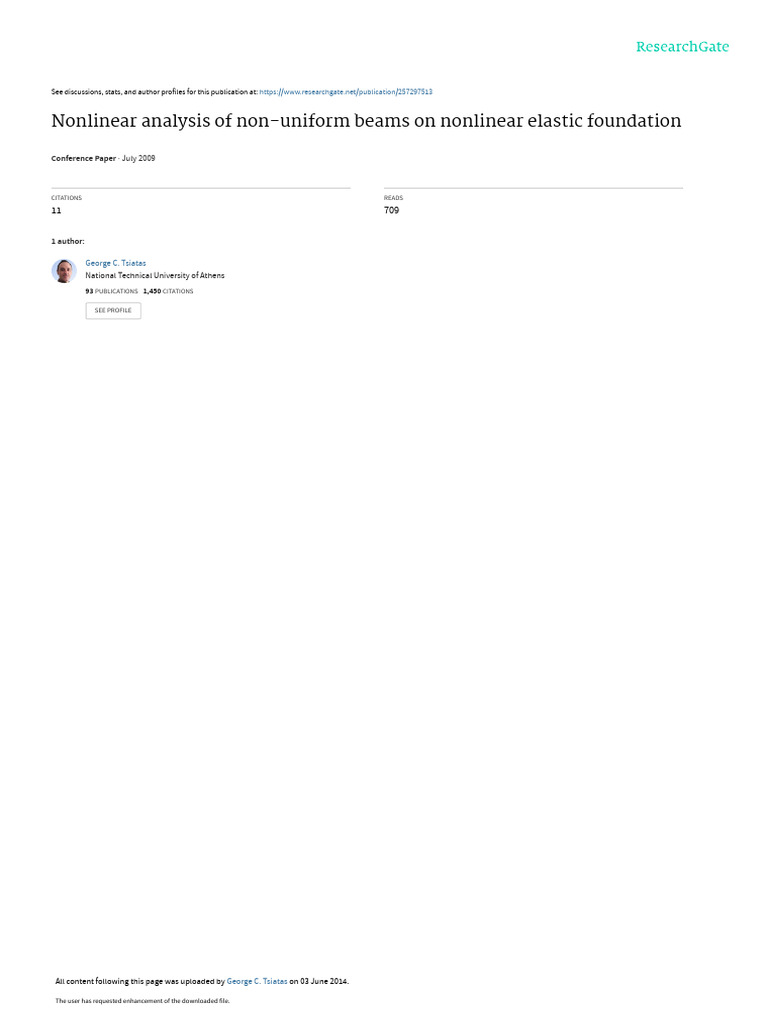 Nonlinear Analysis of Non-Uniform Beams On Nonlinear Elastic Foundation | PDF | Beam (Structure ...