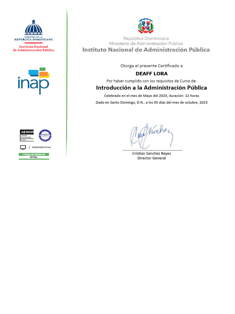 certificado INAP | PDF