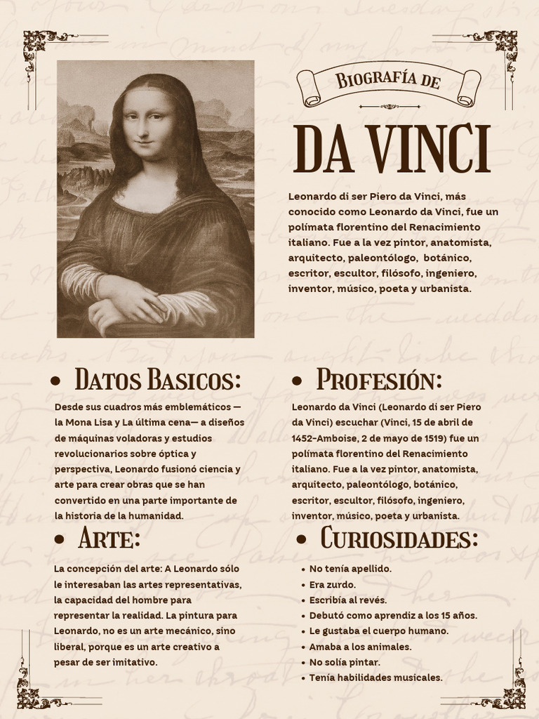 Biografía y Curiosidades de Da Vinci | PDF | Clásicos