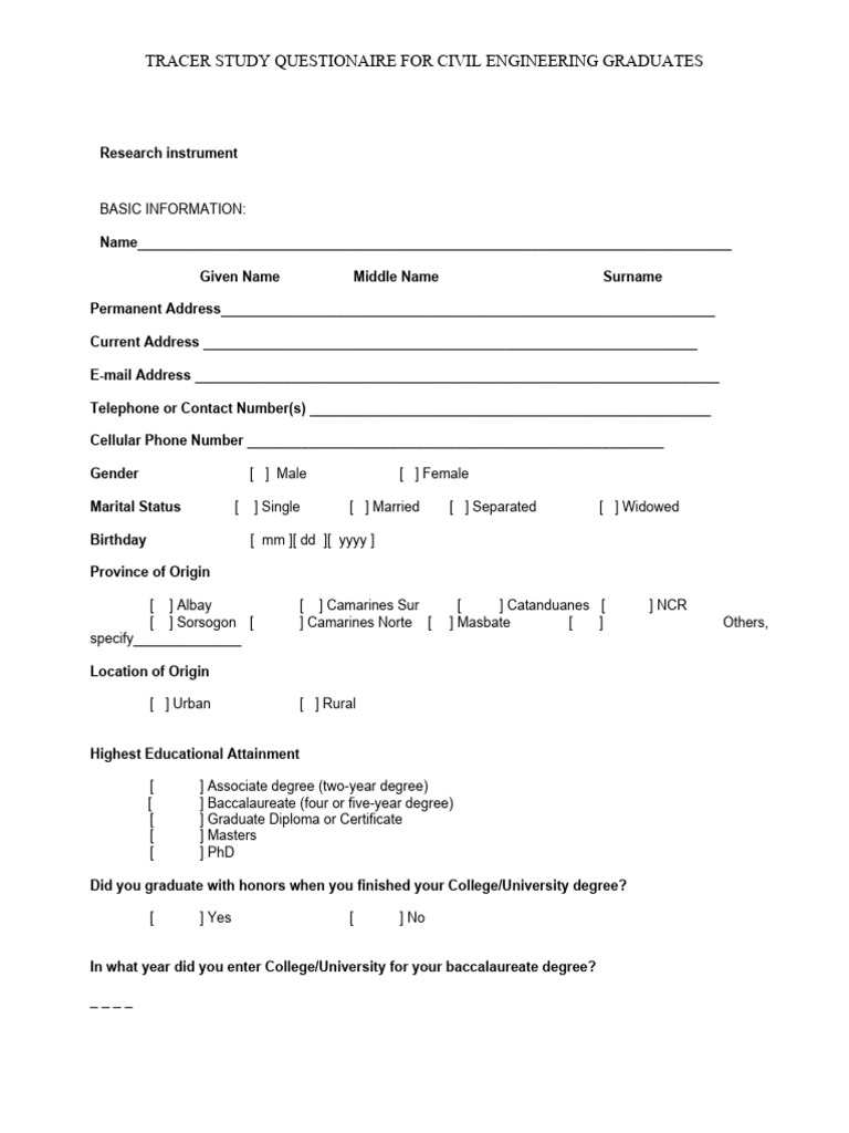 Civil Engineering Graduate Tracer Study | PDF | Engineering | Civil ...