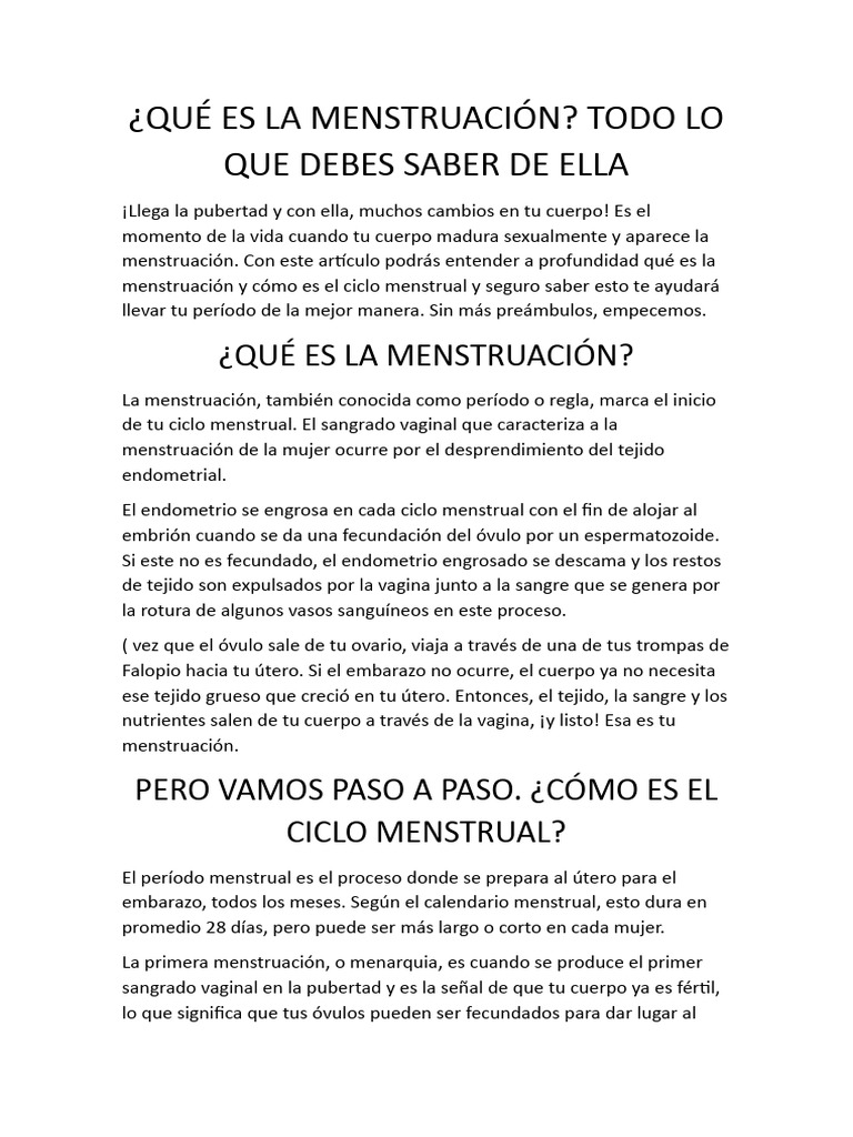Que Es La Menstruación | PDF | Ciclo menstrual | Menstruación