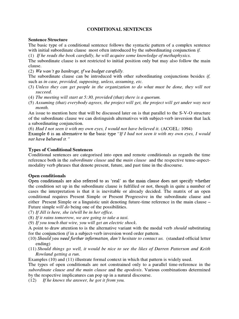 Conditional Sentences | PDF | Clause | Verb