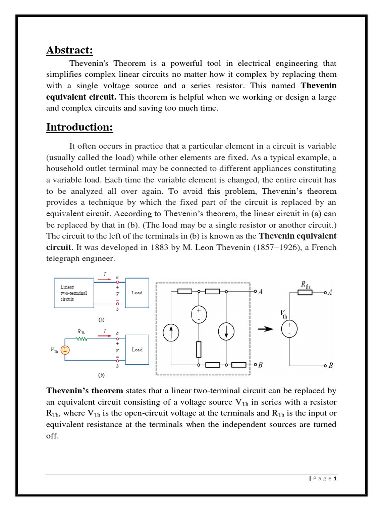Thevenin's Theorem Experiment | PDF | Electrical Network | Electrical Engineering