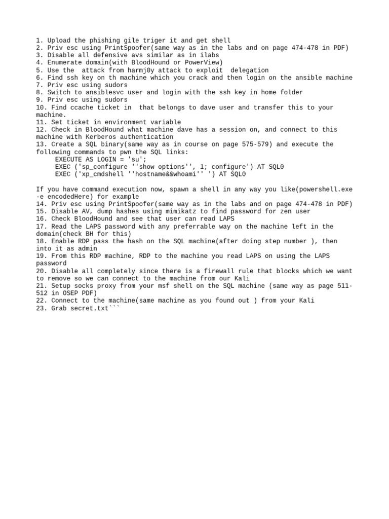 OSEP exam steps. | PDF