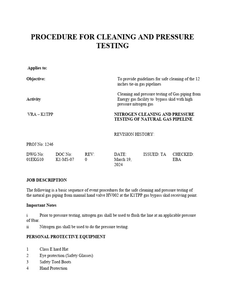 PROCEDURE FOR CLEANING AND PRESSURE TESTING-DRAFT BY JONAS Rev Final ...
