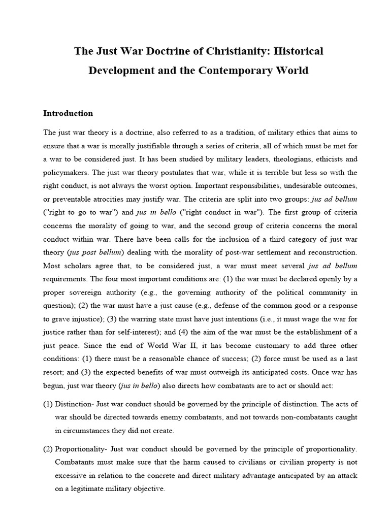 The Just War Doctrine of Christianity | PDF | Just War Theory