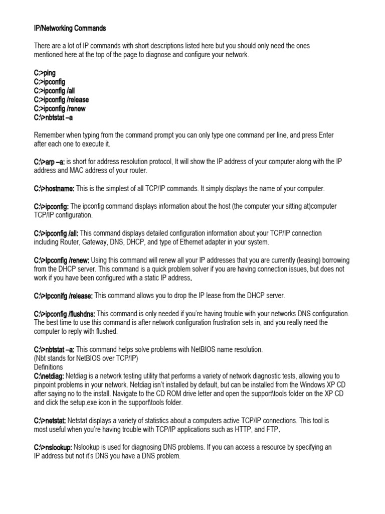 Networking Commands | PDF | Computer Network | Domain Name System