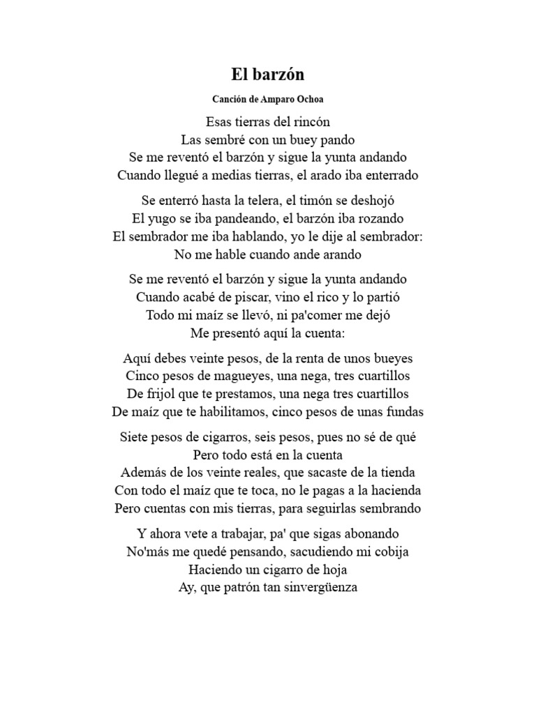 El Barzon Letra | PDF
