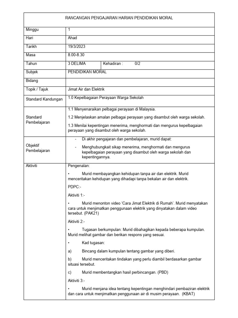 FORMAT RPH 2023_2024 | PDF