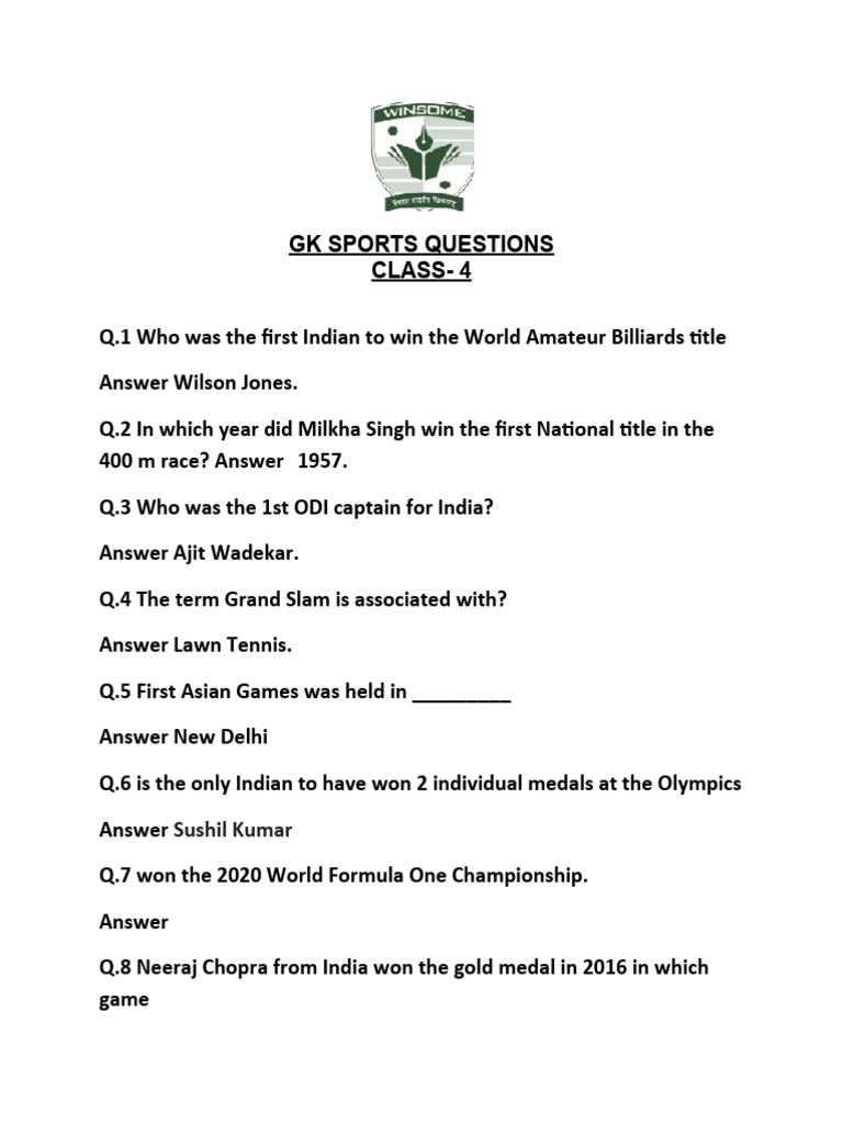 Gk Sports Questions | PDF
