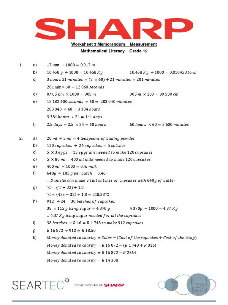 Grade 12 Measurement Worksheet Guide | PDF | Body Mass Index | Overweight