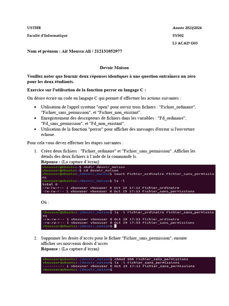 Devoir Maison | PDF | C (Langage de programmation) | Ingénierie ...