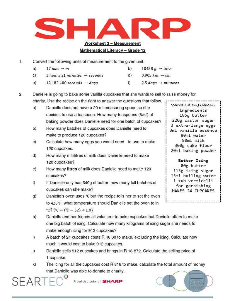 Grade 12 Measurement Worksheet | PDF | Body Mass Index