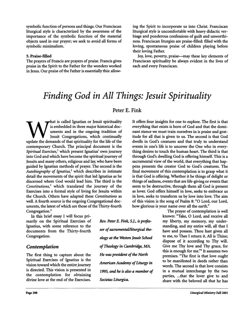 Finding God In All Things Jesuit Spirituality Pdf Catholic