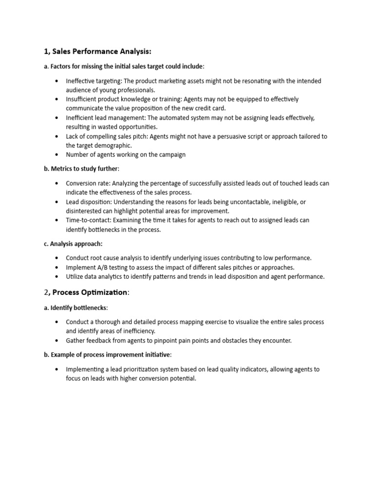 Operations Case Study | PDF | Customer Experience | Sales