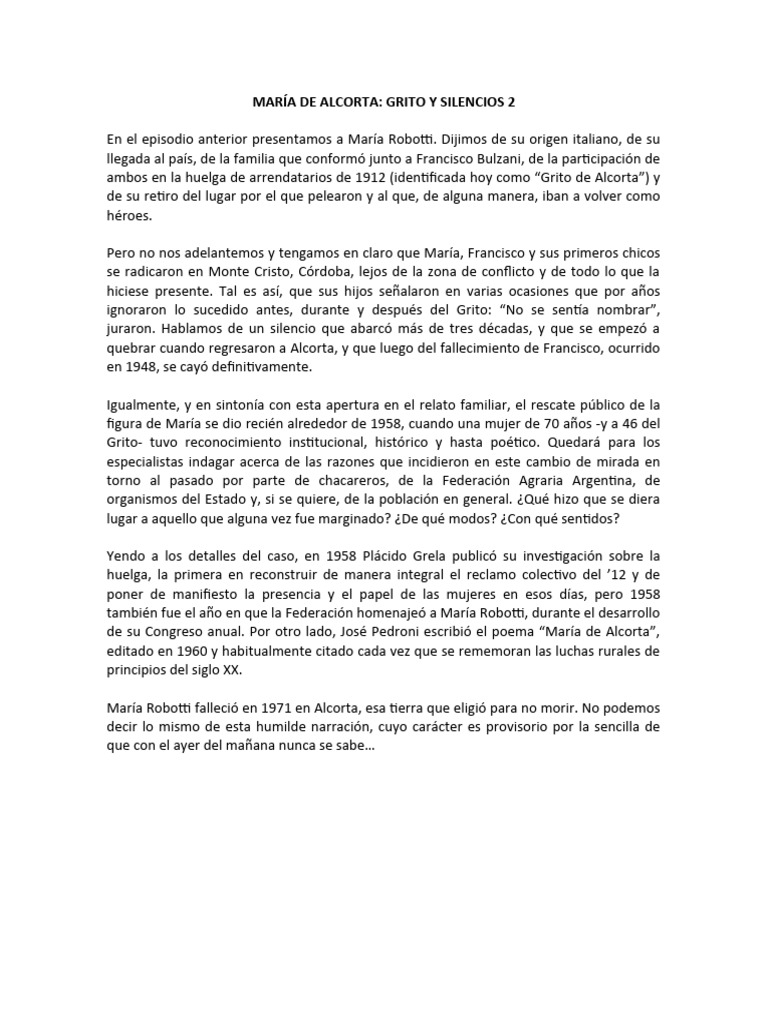 María de Alcorta-Grito y Silencios 2 | PDF