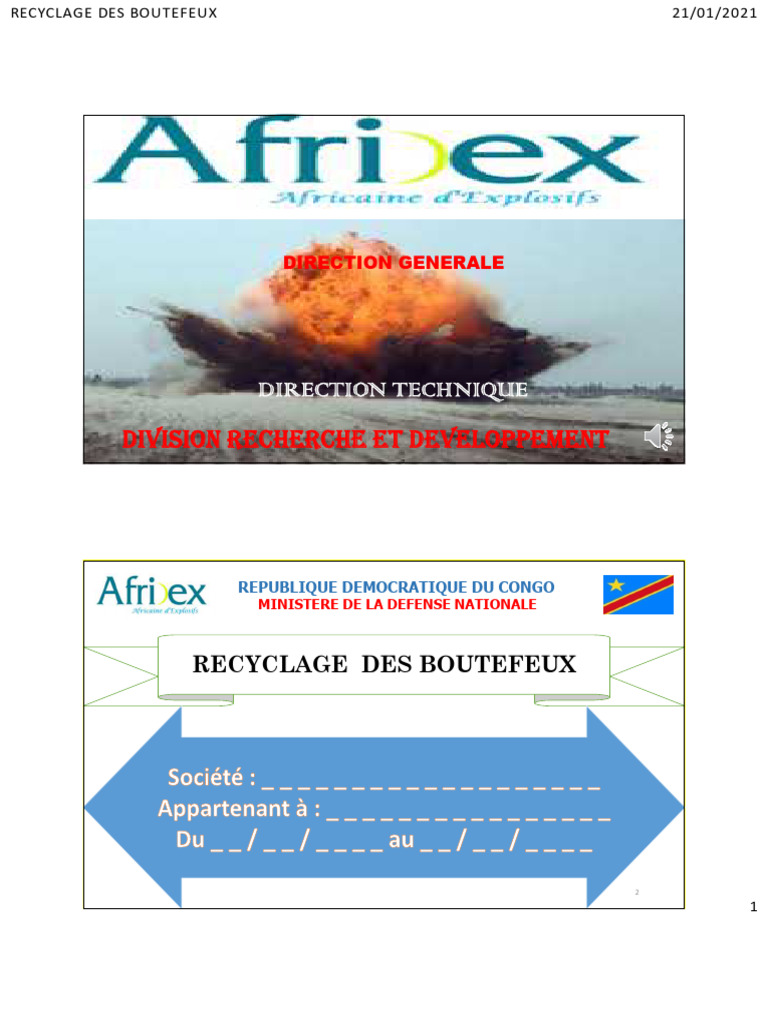 Recyclage des Boutefeux en RDC | PDF | Bleu | Minéral