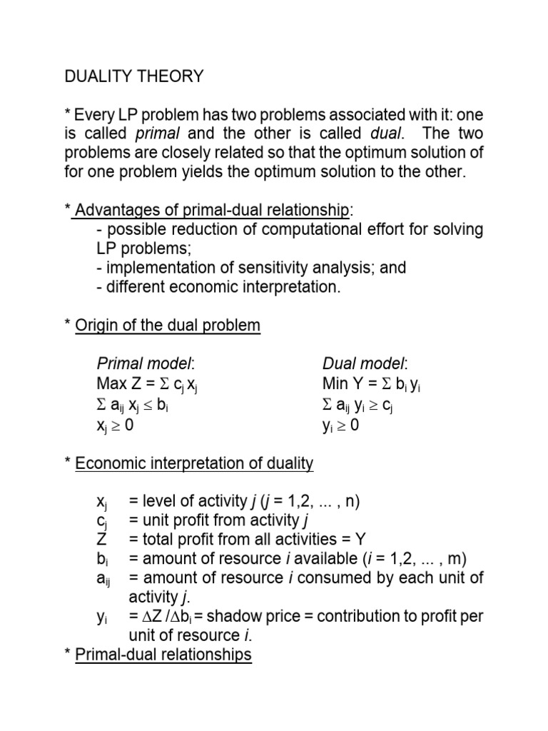 Duality Theory | PDF | Analysis | Mathematical Optimization