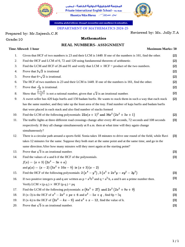 chapter 1- Assignment 1 (1) | PDF | Numbers | Mathematical Analysis