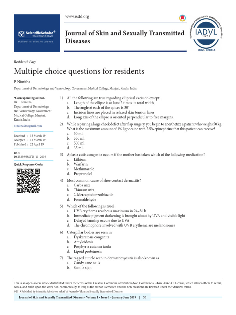 Multiple Choice Questions For Residents | Download Free PDF ...