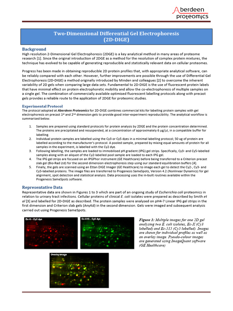 2D-DIGE Aberdeen Proteomics | PDF | Gel Electrophoresis | Proteomics
