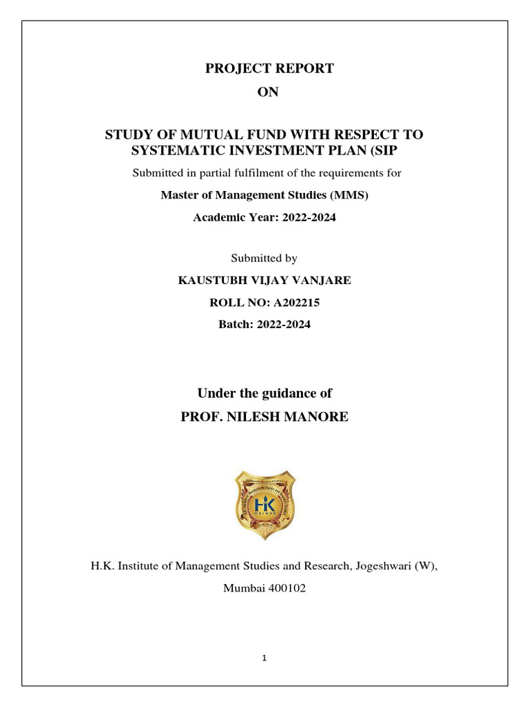 Mutual Fund SIP Study Report 2022-2024 | PDF | Investment Fund | Mutual ...