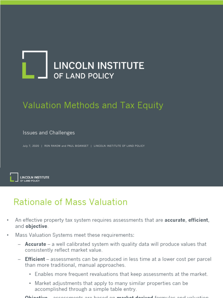 Valuation Methods and Tax Equity | PDF | Real Estate Appraisal | Taxes