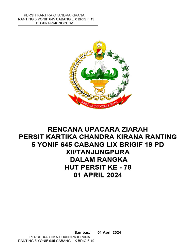 Ren Up Ziarah Hut Persit Ke 78 | PDF