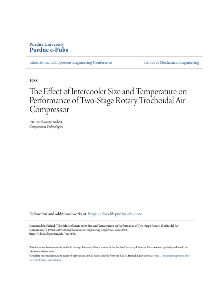 The Effect of Intercooler Size and Temperature on Performance of | PDF ...