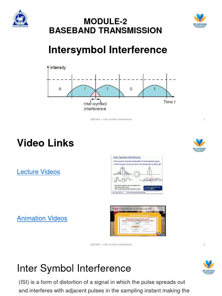 Module-2 Baseband Transmission: Intersymbol Interference | PDF | Sampling (Signal Processing ...