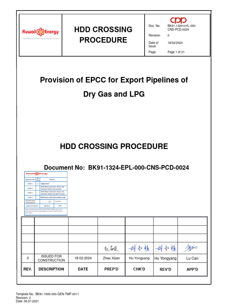 BK91 1324 EPL 000 CNS PCD 0024 - 0 - HDD Crossing Procedure - C1 | PDF ...
