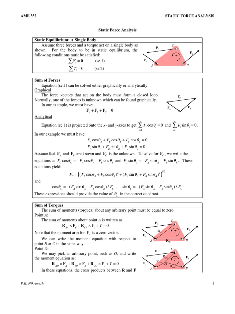 Linkage 25-Static Force Analysis | PDF | Torque | Force