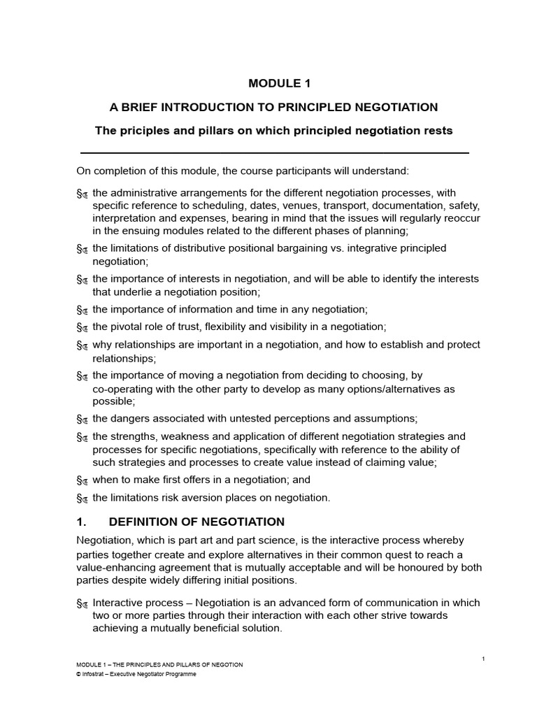 Module 1 | PDF | Negotiation | Bargaining