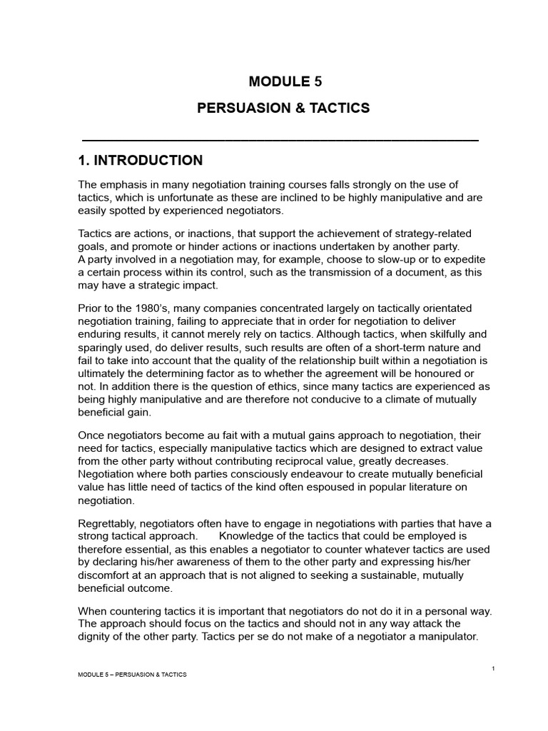 Module 5 | PDF | Negotiation | Persuasion