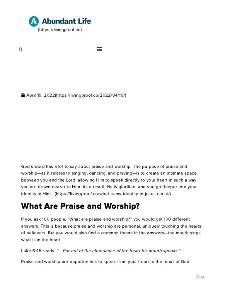 What is the Purpose of Praise and Worship - Abundant Life | PDF | God ...