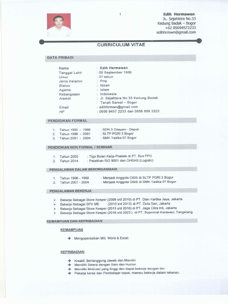 CV An Edih Hermawan | PDF