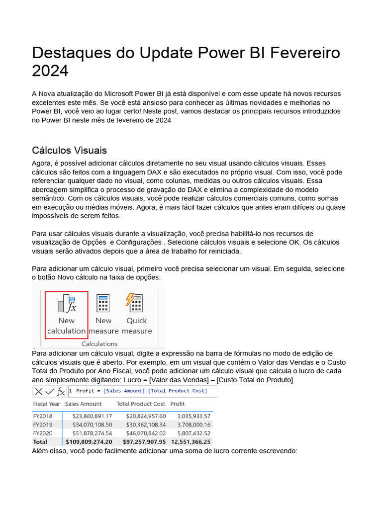 Update PBI - 2024 | Download grátis PDF | Cálculo | Microsoft Excel