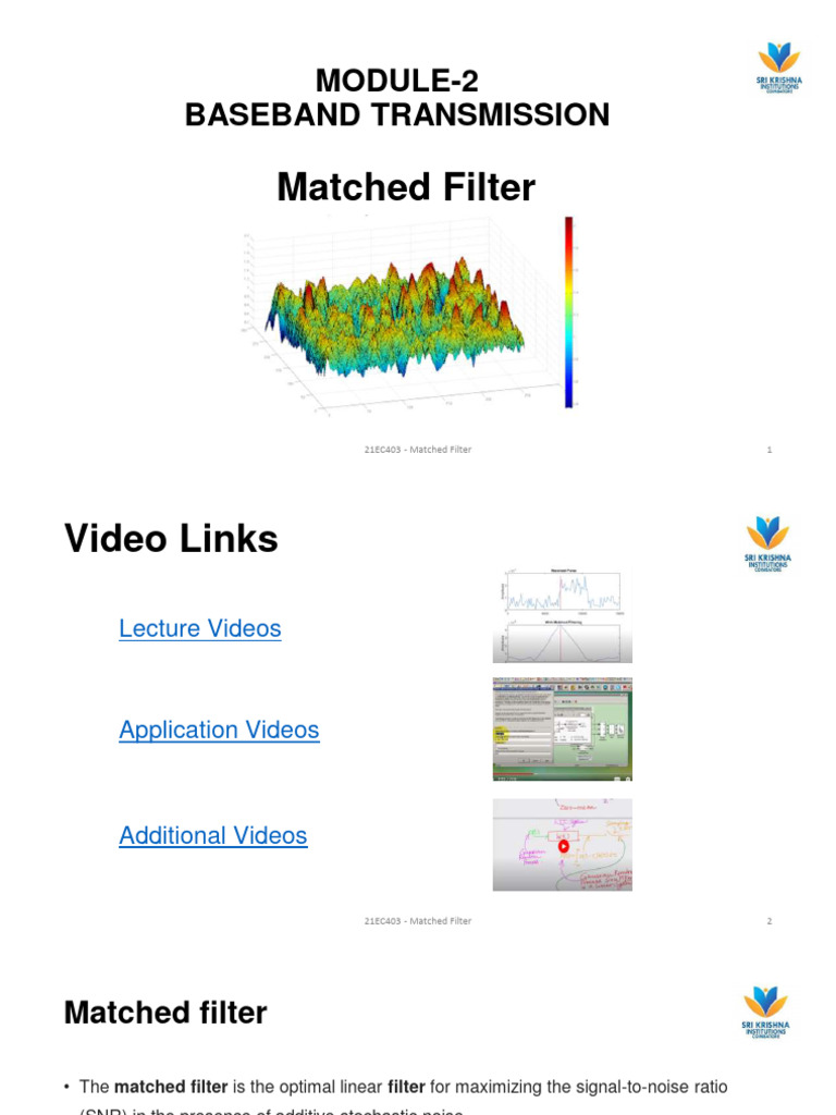 2.2 Matched filter | PDF | Filter (Signal Processing) | Algorithms