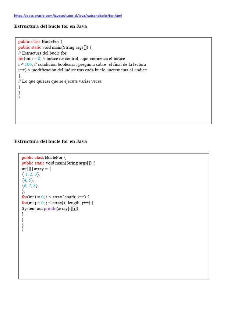 For Java | PDF | Objeto (informática) | Programación de computadoras